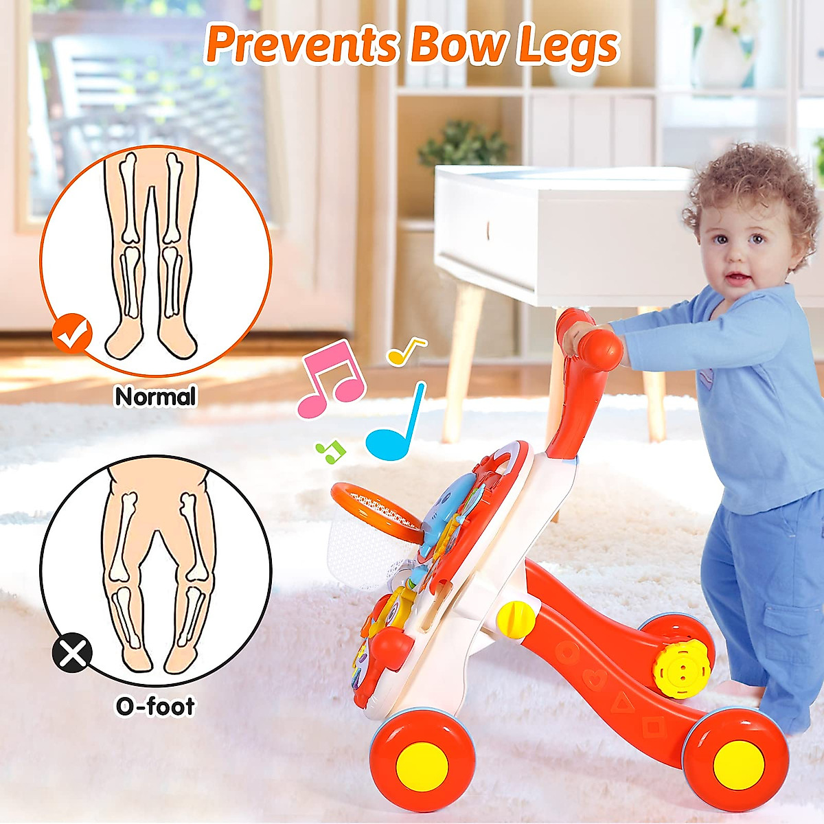 Baby Walker for 1 Year Old Boys Girls, Sit to Stand Learning Walker with Kids Early Active Center & Removable Play Panel, Toddler Push Walking Toy for 9 12 18 Months Christmas Birthday Gift