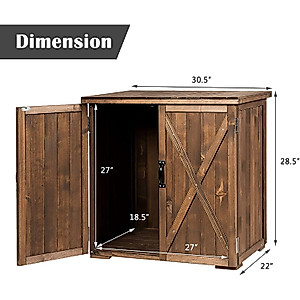GRAFFY Garden Wooden Storage Shed, Compact Tool Cabinet with Doors and Handles, for Garden Yard Patio