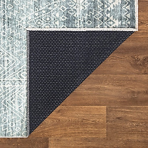 Bloom Rugs Caria Washable Non-Slip 5x7 Rug - Teal/Ivory Geometric Area Rug for Living Room, Bedroom, Dining Room, and Kitchen - Exact Size: 5' x 7'