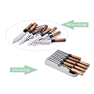 SOMIER In-Drawer Knife Block Kitchen Organizer Tray for Cutlery Drawer Holder Storage, Fit for 9 Knives