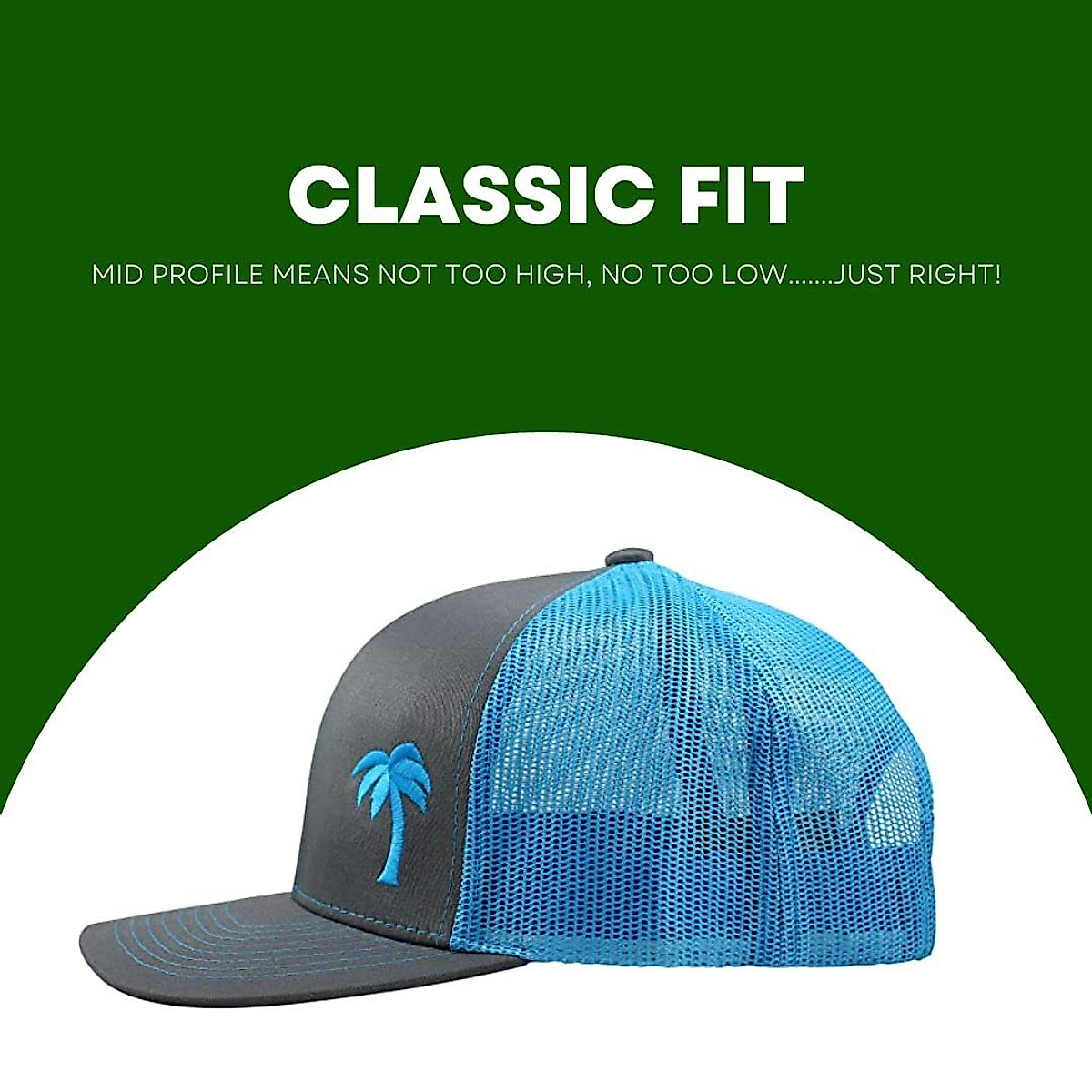 LINDO Trucker Hat - Palm Tree Series (Graphite/Aqua)