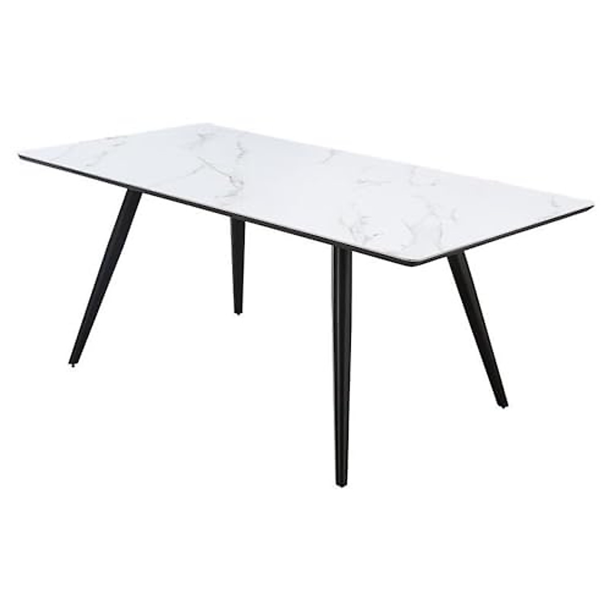 Acme Caspian Faux Marble Dining Table with Metal Base in White and Black