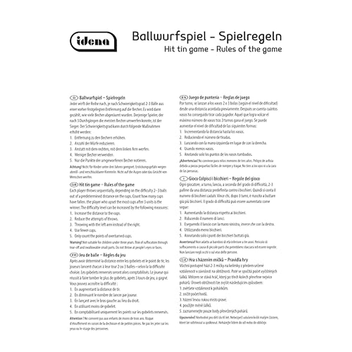 Idena 40416 - Ball Throwing Game with 10 Cups and 3 Balls, Colorful