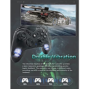 TJPD Pro Controller For Switch, Wireless Gamepad With 4 Programmable Back Buttons/RGB Light/Super Turbo/6-Axis Gyro/One-click reconnection/Adjustable vibration (Charcoal)