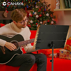 CAHAYA Foldable Sheet Music Stand with Tri-fold Panel Portable Music Stand with Carrying Bag Matte Frosted Metal Material Sturdy Height Adjustable CY0317