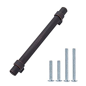 Amazon Basics Straight Bar Cabinet Handle, 6.63-inch Length (5-inch Hole Center), Oil Rubbed Bronze, 10-Pack