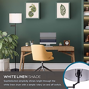 Catalina Lighting 24288-000 Traditional Swing Arm Floor Lamp for Office, Living Room, Dorm or Bedroom, Smart Home Compatible, Bulb Not Included, 60", Black