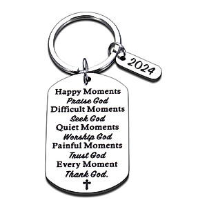 Baptism Gifts for Women Men Christian Bible Verse Religious Gift for Friends Faith Keychain 2024 Graduation Gift for Him Her High School Student Son Daughter Birthday First Communion Gift for Girl Boy