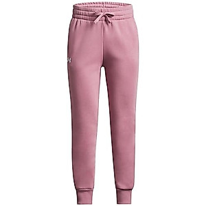 Under Armour Girls Rival Fleece Joggers, (697) Pink Elixir / / White, Medium