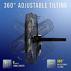 Tornado - 20 Inch High Velocity Industrial Wall Fan - 4750 CFM - 3 Speed - 6 FT Cord - Industrial, Commercial, Residential Use - UL Safety Listed