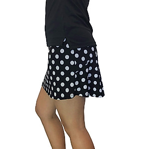 Black & White Polka Dot Flutter Style Golf/Tennis Skort/Skirt (Small)