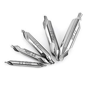 5 Pcs HSS Combined Center Drill Bit Set Countersink Drill Bits 60 Degree Angle Hole Drill 1.5mm 2mm 2.5mm 3mm 4mm CNC Later Accessories
