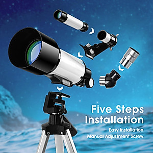 Telescope for Kids Adults Beginners,70mm Aperture 400mm Focal Length Telescopio for Astronomy, Multi Coated Travel Refractor Astronomical Telescopes with Wireless Remote
