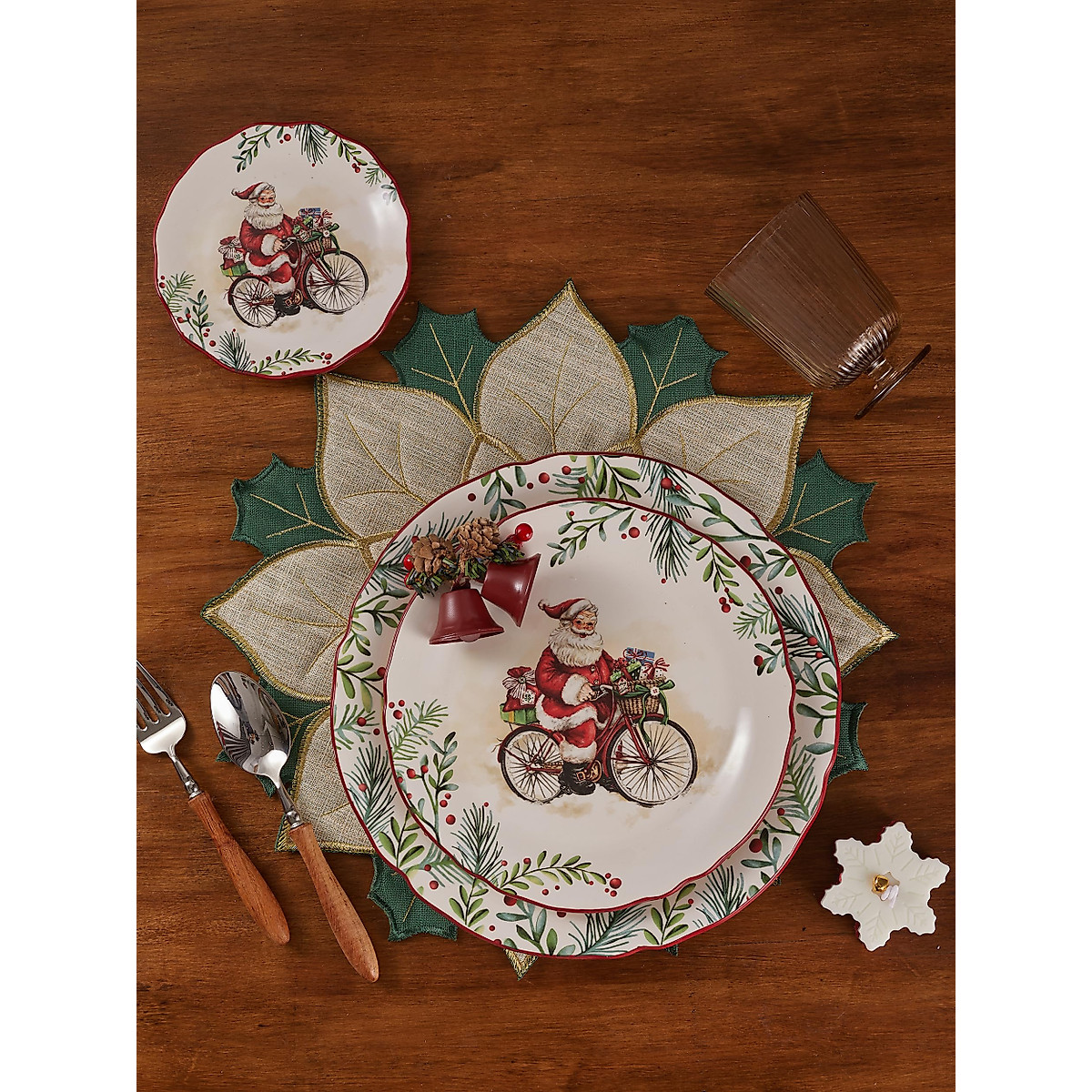 Bico Santa On The Way Ceramic Appetizer Plates, 6 inch, Set of 6, for Tapas, Salad, Appetizer, Microwave & Dishwasher Safe
