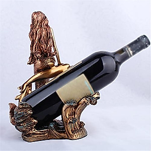 DOUBA Tabletop Wine Rack Wine Bottle Rack for countertop, Elegant Mermaid Figurine Kitchen Decoration Wine Rack