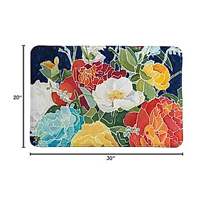 Laural Home Midnight Floral Memory Foam Rug, Multicolor