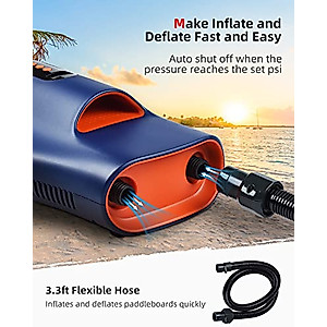 Abahub 22PSI SUP Electric Air Pump, Auto-Off Inflation & Deflation, Portable High Pressure Pump, 12 DV Car Connector for Inflatable Stand Up Paddle Boards, Kayaks, Boats