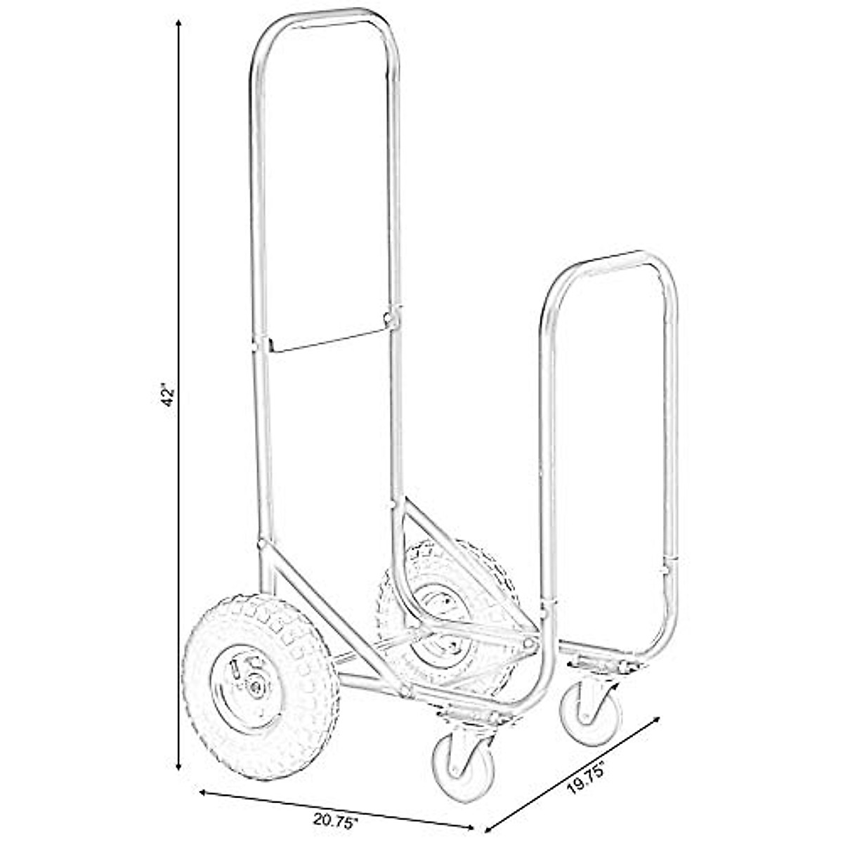 Gardenised Black Firewood Rack Outdoor Indoor, Heavy Duty Firewood Carrier with Front Wheels Wood Fireplace Tool Rack, Rolling Storage Cart Cover Included