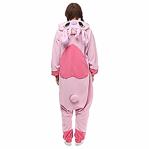 Animal Cosplay Costume Adult Pajamas Plush One Piece Party Dress (S, Pink)