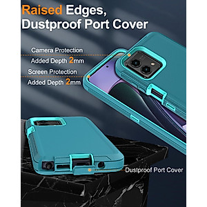 Aliruke for Motorola Moto G Stylus 5G(2023) Phone Case, with Screen Protector, Dust-Proof Port Cover, Full-Body Non-Slip Silicone Rubber Covered, Military Grade Drop-Proof Shockproof, Mint/Teal