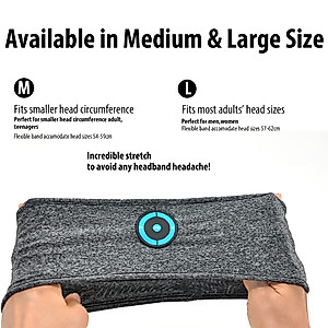 DETMOL Wireless Sleeping Bedtime Headband -Build-in Ultra Thin Plat Speakers with HD Stereo Friendly for Side Sleeper,Running, Jogging,Workout,Gift for Men,Women (Medium)