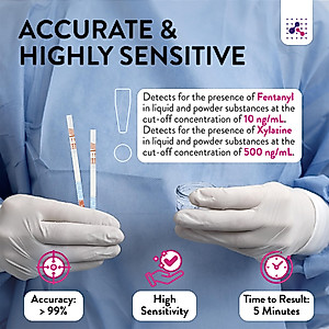 Signify Analytics Xylazine and Fentanyl Test Strip for Liquid and Powder Substances - 5 Pack (5 Test Strips) - Fast, Easy and Simple to Use Forensic Test, White