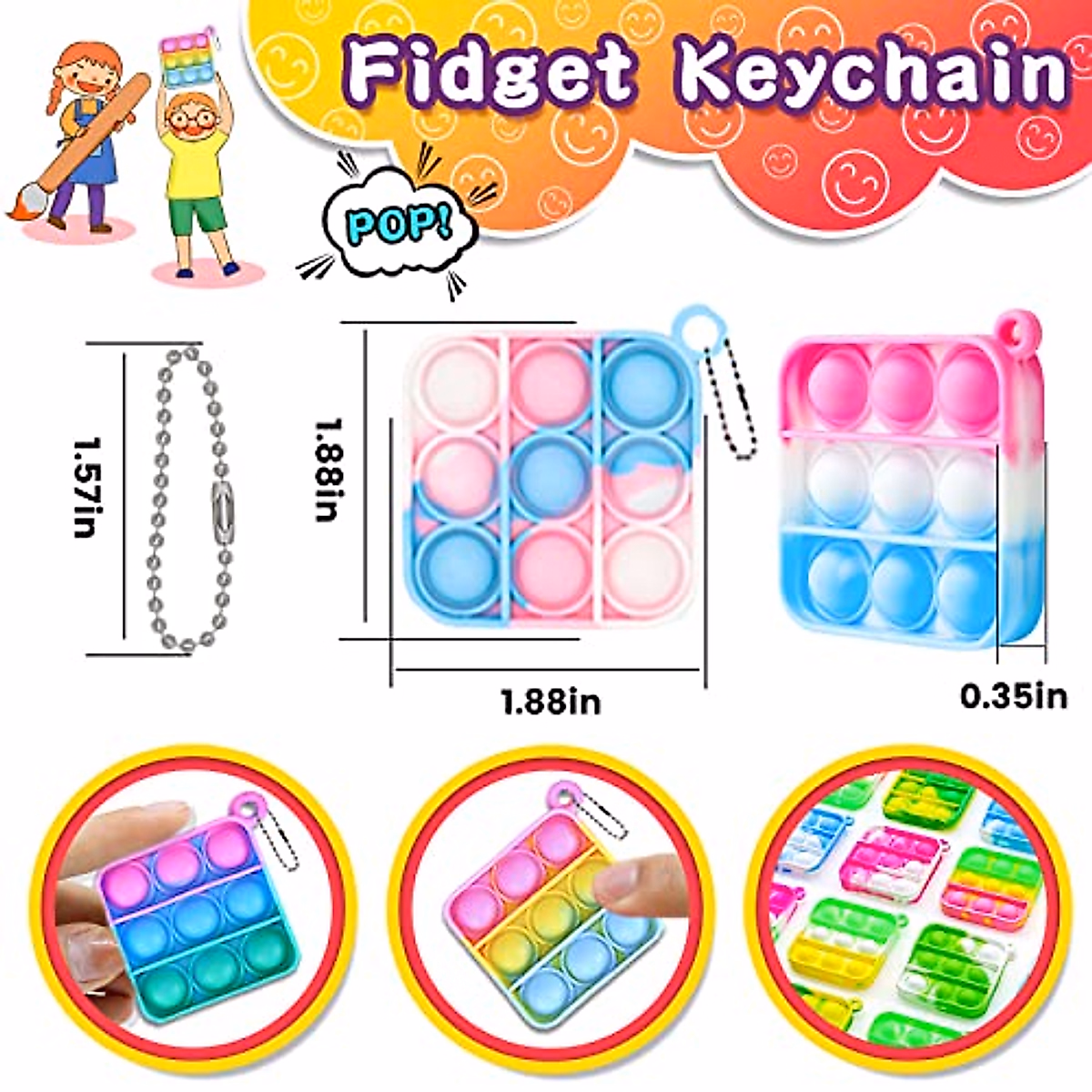 180 PCS Easter Egg Fillers,Mini Pop Keychain Party Favors for Kids, Fidget Toy Pack Bulk,Silicone Squeeze Pop Bubble Fidget Stress Relief,Birthday Party Favors,Prizes for Girl Boy Adult