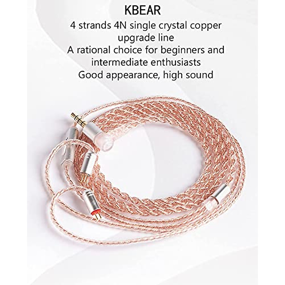 KBEAR 2pin IEM Cable with Mic 4-Core Pure Copper HiFi Earphone Wired Detachable Upgrade Cable with 3.5mm Plug for ES4 ZST ZSN ZS3 ZSR C10 C04 CA4 AS10 ZS10 C12 C16 KS1 KS2 Robin