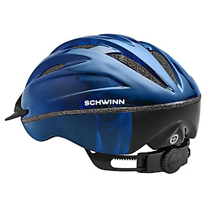 Schwinn Intercept Bike Helmet For Adult Men Women Ages 14 and Up, Can Fit Head Circumference 58-62 cm, With 10 Vents, Snap On/Off Visor, Adult Blue