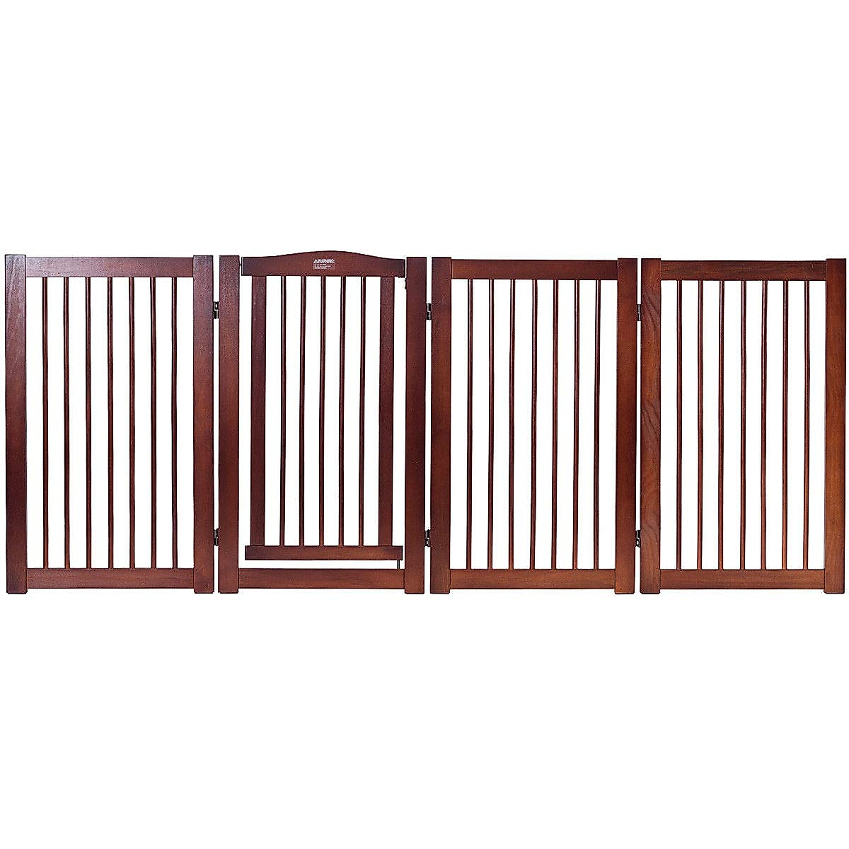 Giantex Freestanding Pet Gate with Door, 36inch 4 Panels Wooden Dog Gate with Walk Through Door, Foldable Pet Safety Puppy Fence Adjustable Pen for House Doorway Stairs