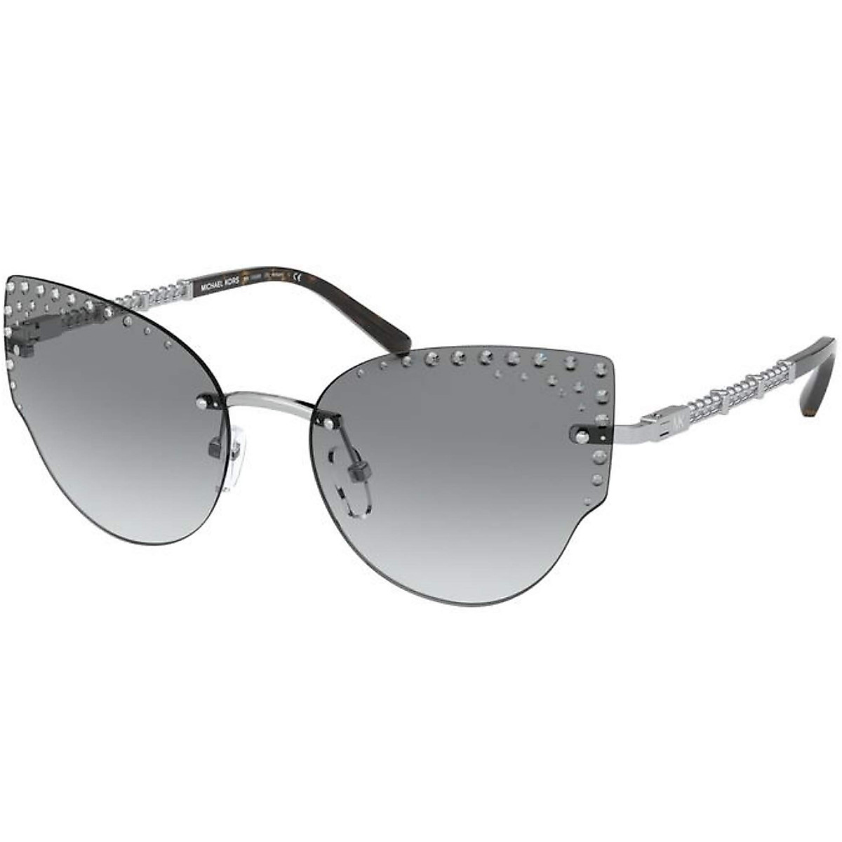 Michael Kors Woman Sunglasses Silver Frame, Grey Gradient Lenses, 57MM