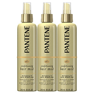 Pantene Conditioning Mist Detangler, Pro-V Nutrient Boost, Nourishing and Renewing, 8.5 Fl Oz (Pack of 3)
