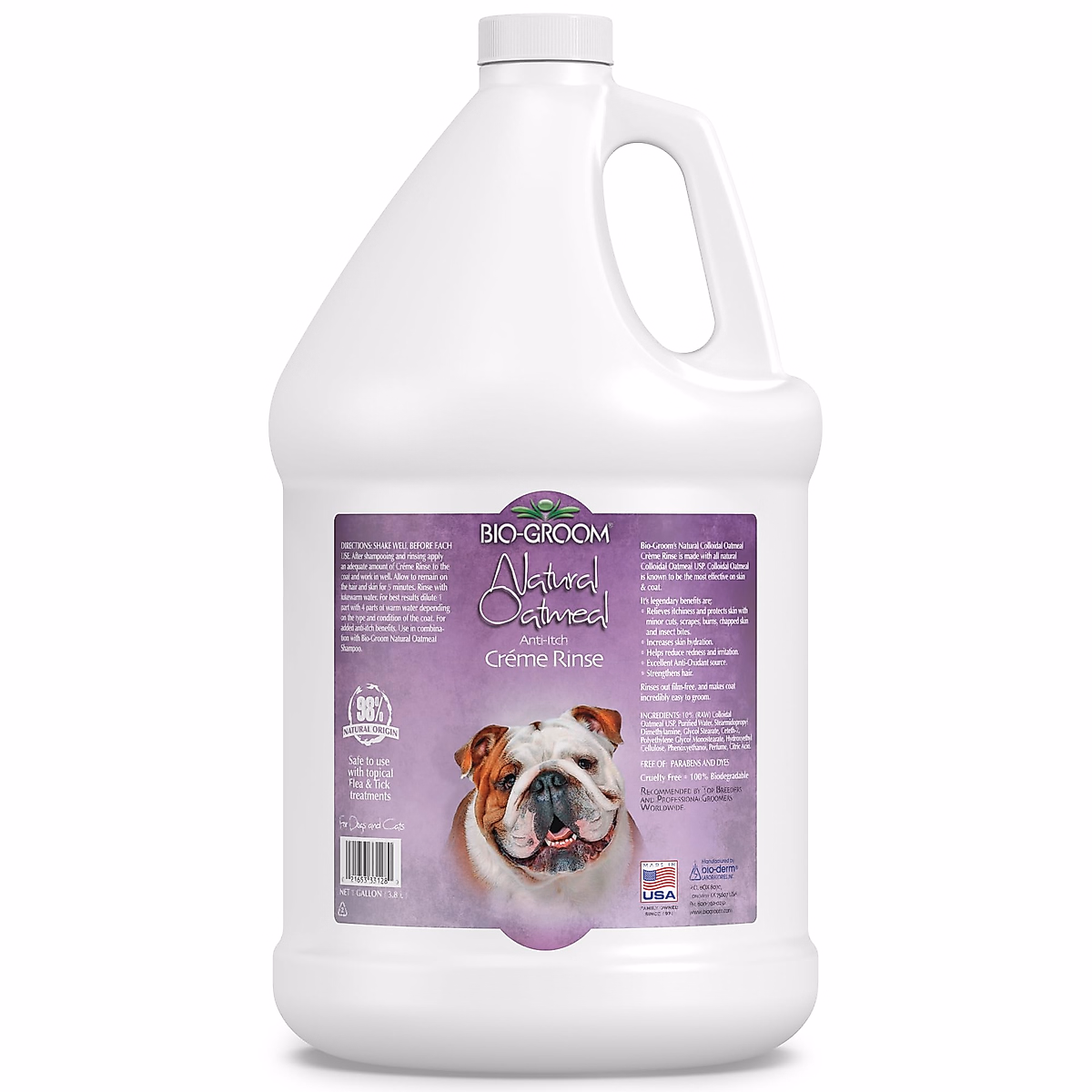 Bio-Groom Oatmeal Dog Conditioner – for Allergies and Itching, Cruelty-Free, Dog Bathing Supplies, Puppy Conditioner for Sensitive Skin, Made in USA, Anti-Itch Dog Products – 1 Gallon
