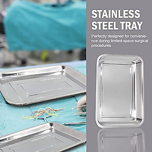 Beoncall Tattoo Stainless Steel Tray - 3 Pack Stainless Steel Tattoo Trays 13.5'' x 10" Dental Body Piercing Instrument Tool Flat for Tattoo Supplies Tattoo Kits