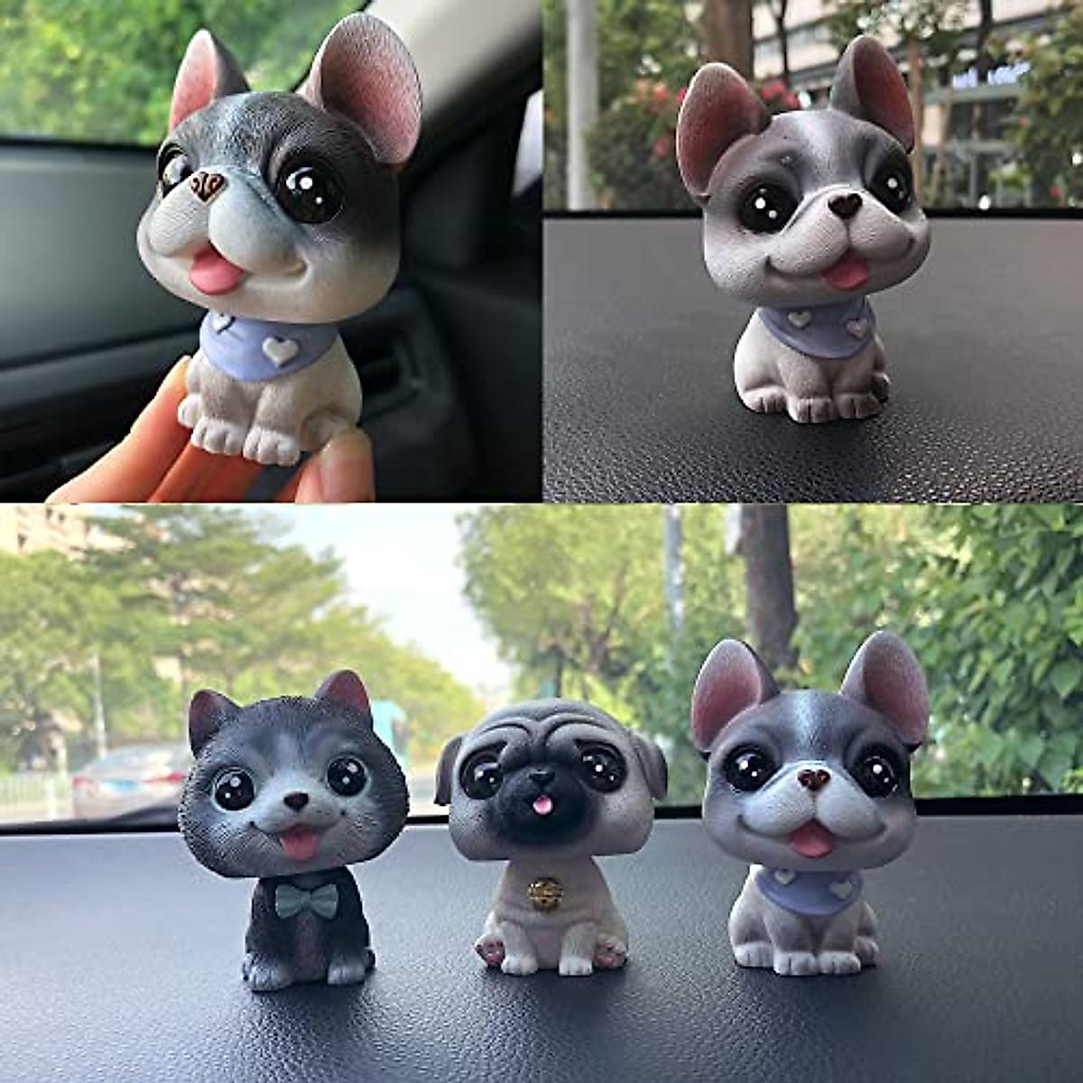 ANWoRLeT Bobble Head Figures, Dog Bobbleheads for Car Dashboard，Animal Bobble Head，Car Dashboard Decorations,Puppy，Bobbing Head Dogs for Car,Kid's Gift (French Bulldog)
