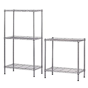 5 Tier Adjustable Storage Rack, Metal Storage Wire Shelving Standing Storage Shelf Units for Bathroom, Living Room, Balcony, Kitchen 550Lbs Capacity 21.2" L x 11.4" W x 59.1" H (Silver)