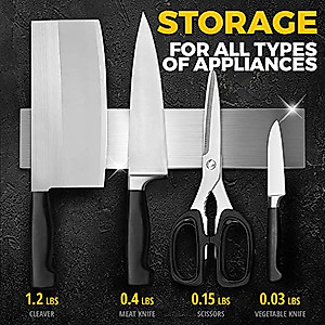 10 Inch Knife Magnetic Strip with Adhesive – Magnetic Knife Holder for Wall no Screws – Magnetic Knife Block Use as Kitchen Utensil Holder, Knife Bar, Knife Rack, Kitchen Organizer and Tool Holder