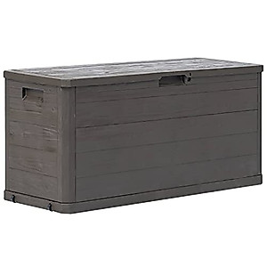 YEZIYIYFOB 74 gal Outdoor Storage Deck Box Garden Patio Storage Cabinet Chest Organizer Storing Pillow Tool Box Indoor Interior Container, Patio, Lawn Backyard Brown 46.1" x 17.7" x 22"