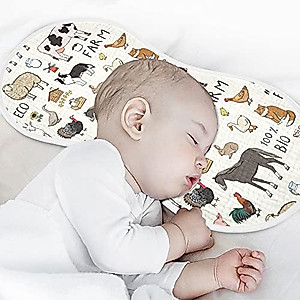 Kigai Farm Animals Muslin Baby Burp Cloths - Super Absorbent and Soft Burping Rags - Cotton Burp Clothes Set for Boys and Girls, 1 Pack