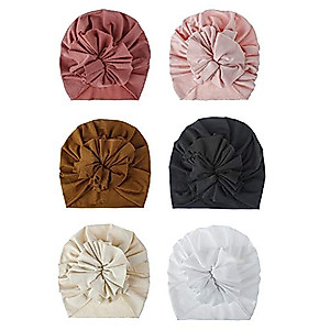 Happy Cherry 6 Pcs Baby Turban Knot Hats Newborn Infant Toddler Hospital Hat Cotton Head Wrap