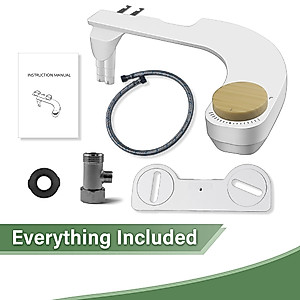 Jecatiy Left Hand Bidet, Non-Electric Bidet Attachment for Toilet Seat, Adjustable Water Pressure, Rear and Feminine Wash