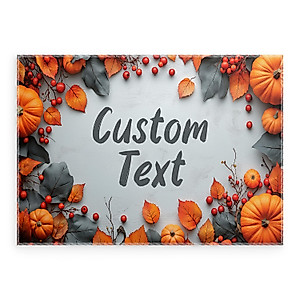PICANOVA Pumpkin Rug Custom Text - 20x28 Inch Farmhouse Door Mat Non-Slip Rug Made in USA - Indoor Outdoor Use - Fall Holiday Decor - Pumpkin Harmony