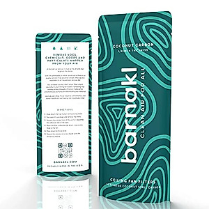 Barnakl Ceiling Fan Filters | Activated Coconut Shell Carbon Filter | Easy-Stick Universal Ceiling Fan Air Filters | Unscented Ceiling Fan Blade Filters for Common Household Contaminants, (3-Count)