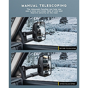 OCPTY Towing Mirrors with Power Heated Lens with LED Light Left Right Side Tow Mirrors Compatible with 2007-2014 for Chevy 2007-2014 for GMC 2007-2014 for Chevy 2007-2014 for GMC