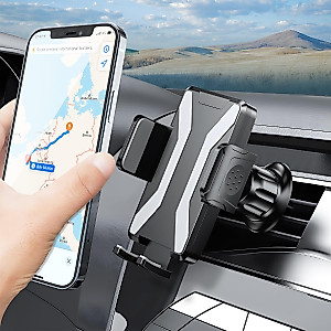 BELOMI Car Phone Mount, Car Air Vent Cellphone Holder, 360° Rotation Adjustable Mobile Phone Bracket, Hands Free Phone Cradle Compatible with iPhone 14 13 12 Pro Max Android Smartphones (Gray)
