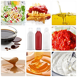 Condiment Squeeze Bottles, BPA-free, Squeeze Bottles for Sauces, Olive Oil Dispenser, Ketchup Bottles Squeeze 4-Pack 17 oz (500ml), Salad Dressing Bottles, Great for Ketchup, Salad, BBQ (17oz 4 pack)