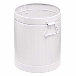 mDesign Steel Metal 2 Gallon/7 Liter Trash Can Wastebasket, Garbage Bin with Handles for Bathroom, Kitchen, Bedroom, Office - Holds Trash, Waste, Garbage, Recycling - White