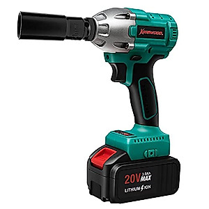Kinswood Cordless Impact Wrench, 1/2 Chuck Impact Driver/Drill/Screws with 3100RPM Variable Speed, Torque 320 ft-lbs,20v 2xLithium-Ion 3.0AH Battery Pack Safety Lock Design