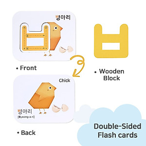 SSol & Sam Korean Alphabet Learning Toys – Hangul – Learn Korean for Kids, Toddlers and Beginners, Animal Pattern Board Matching Puzzle with Wooden Letters and Flash Cards