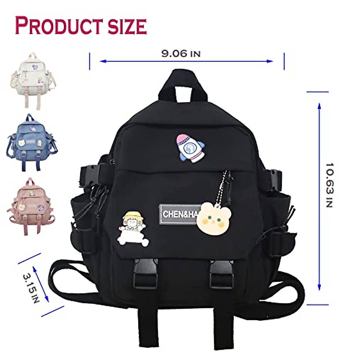 Yevin Anti Theft Backpack Crossbody Bags Travel Purse Convertible Backpack Ladies Nylon Waterproof Backpack for Women and Girl（Black）